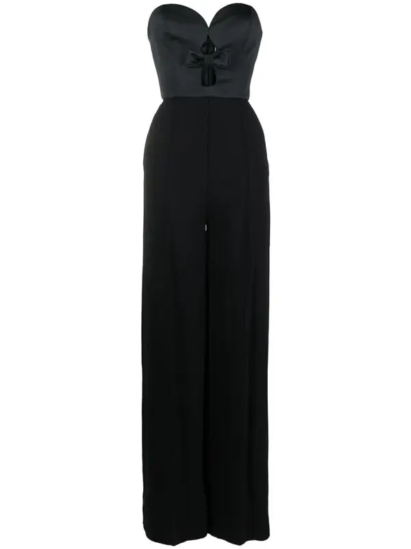 Elie Saab Bow-detail Cut-out Taffeta Jumpsuit - Black