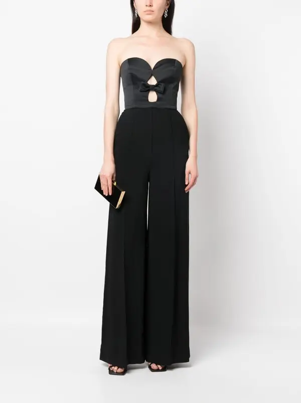 Elie Saab Bow-detail Cut-out Taffeta Jumpsuit
