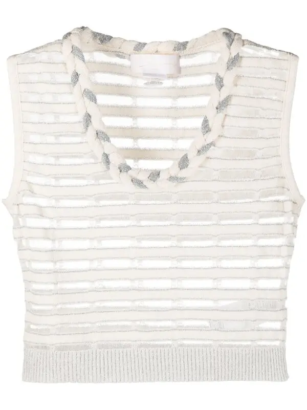GENNY Cream White Sleeveless Cut-out Detail Top - Neutrals