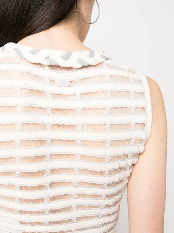 GENNY Cream White Sleeveless Cut-out Detail Top