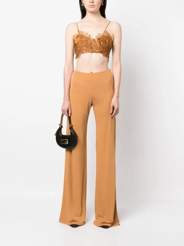 Alberta Ferretti High-waisted Flared Trousers - Brown
