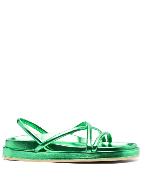 P.a.r.o.s.h Metallic-finish Leather Sandals - Green