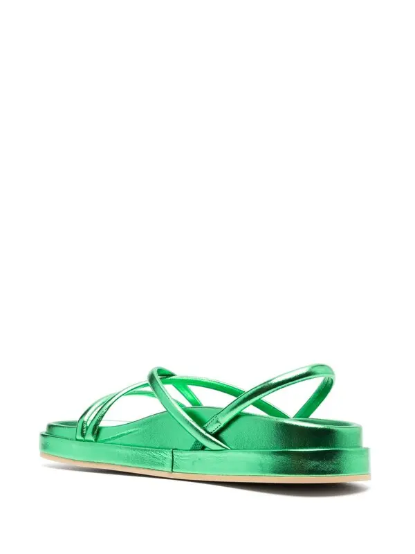 P.a.r.o.s.h Metallic Leather Flatform Sandals