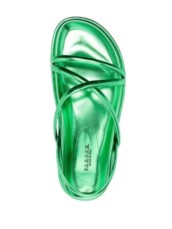P.a.r.o.s.h Metallic Leather Flatform Sandals