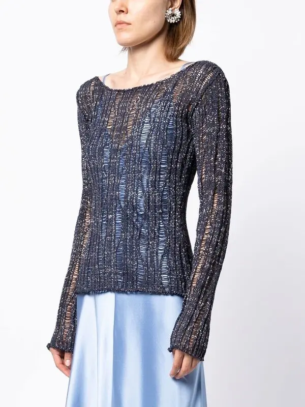 Voz Boat-neck Open-knit Sweater