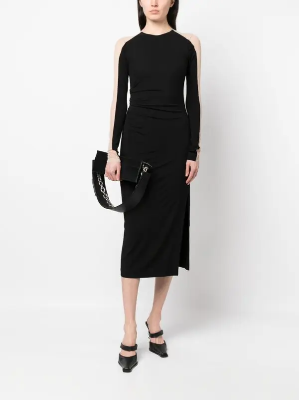 Helmut Lang Mesh Panelled Jersey Midi Dress