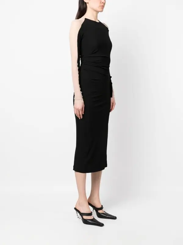 Helmut Lang Mesh Panelled Jersey Midi Dress