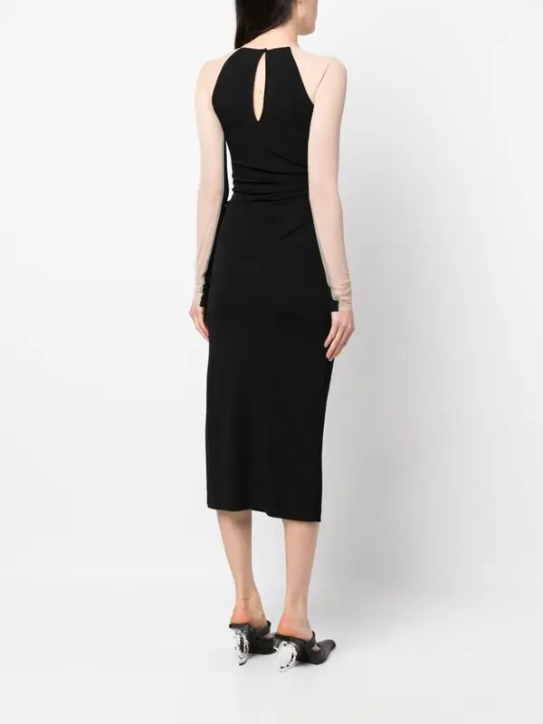 Helmut Lang Mesh Panelled Jersey Midi Dress