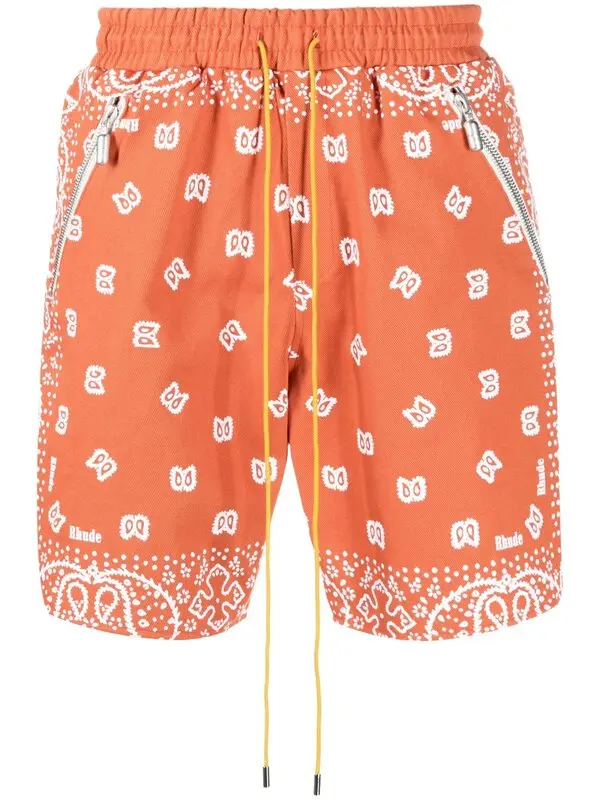 Rhude Graphic Print Track Shorts - Orange