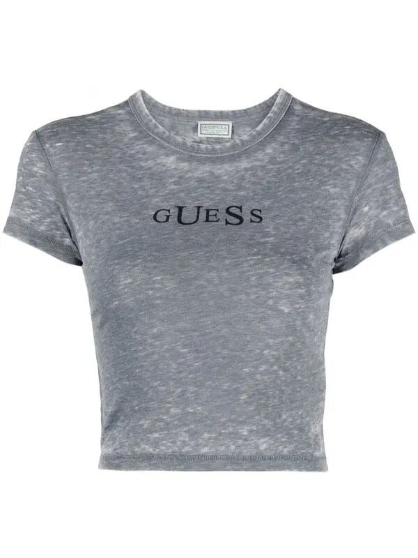 Guess Logo-print Cropped T-shirt