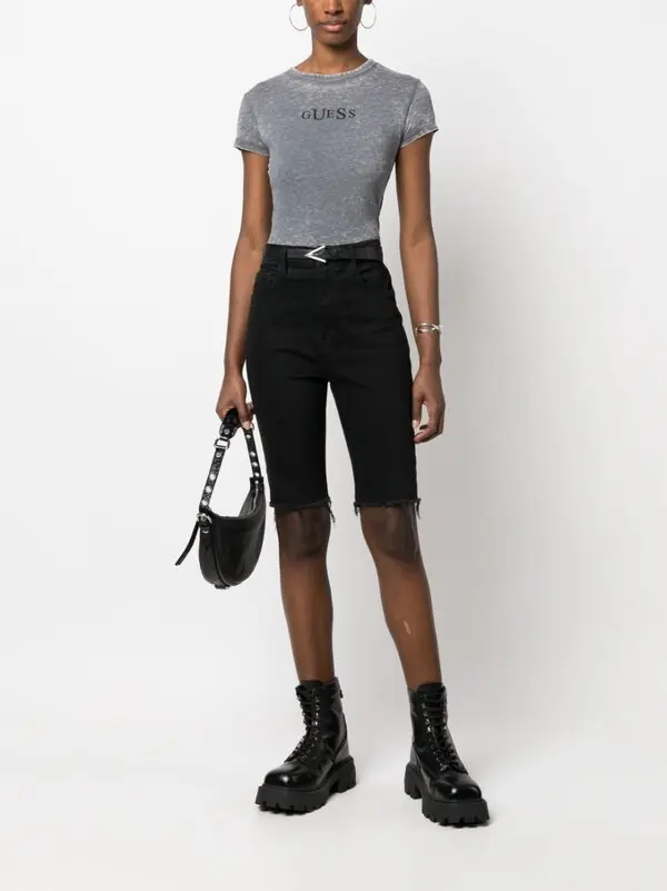 Guess Logo-print Cropped T-shirt