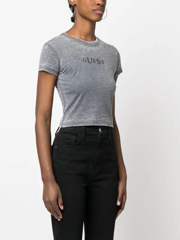 Guess Logo-print Cropped T-shirt