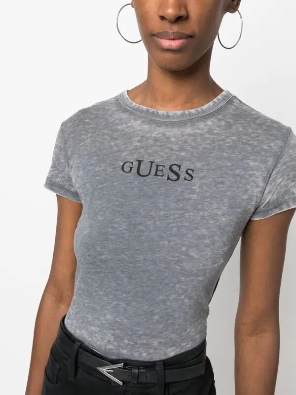Guess Logo-print Cropped T-shirt