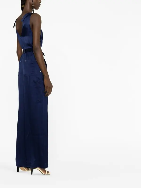 Alberta Ferretti Navy Silk Blend Jumpsuit