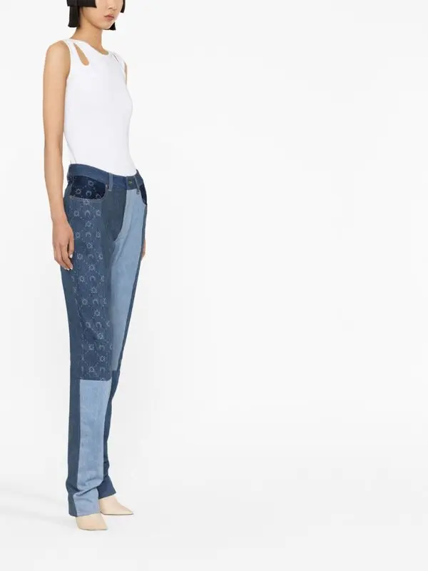 MARINE SERRE Straight-leg Patchwork Jeans