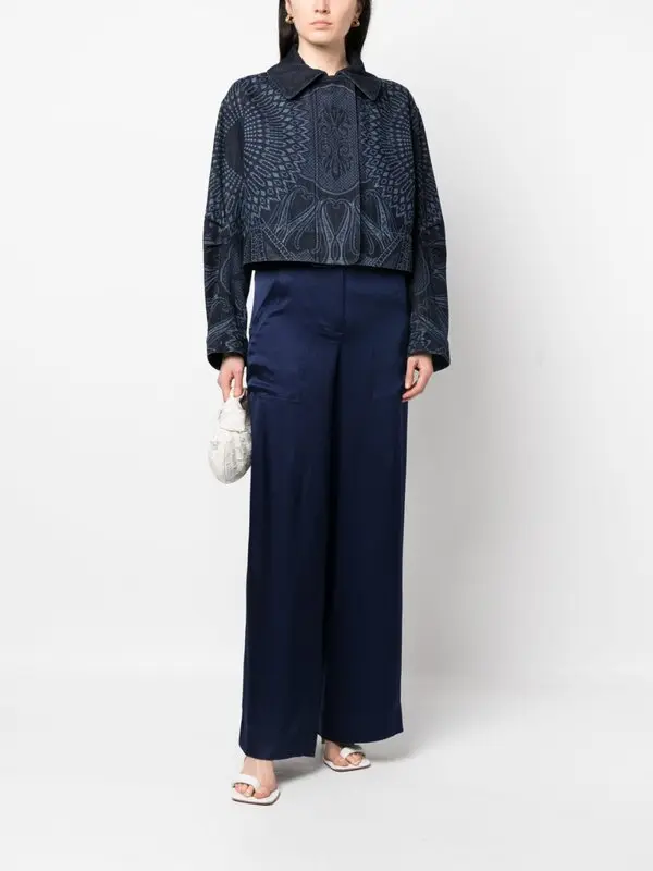 Alberta Ferretti Cropped Denim Jacket With Graphic Print