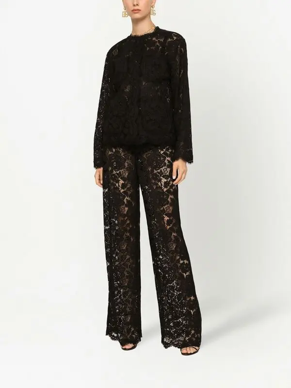 Dolce & Gabbana Floral-lace Single-breasted Jacket - Black
