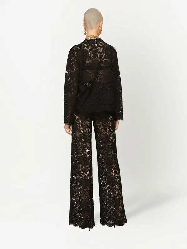 Dolce & Gabbana Floral-lace Single-breasted Jacket - Black