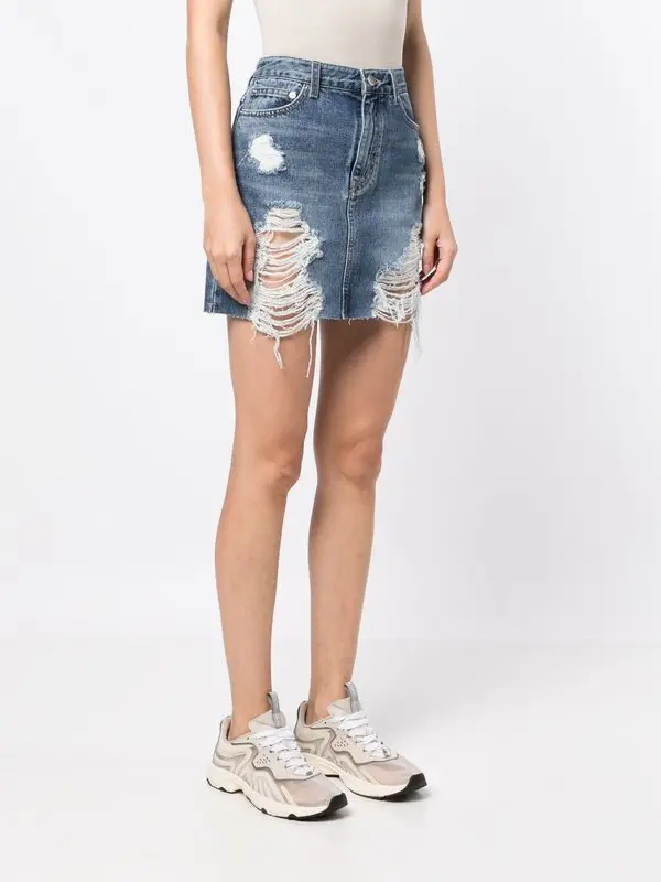 Goen.j Distressed Denim Mini Skirt