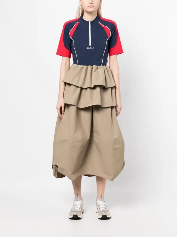 Goen.j Ruffled Midi Skirt - Brown