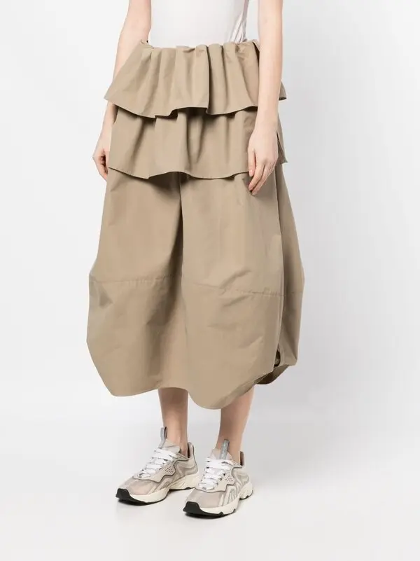 Goen.j Ruffled Midi Skirt - Brown