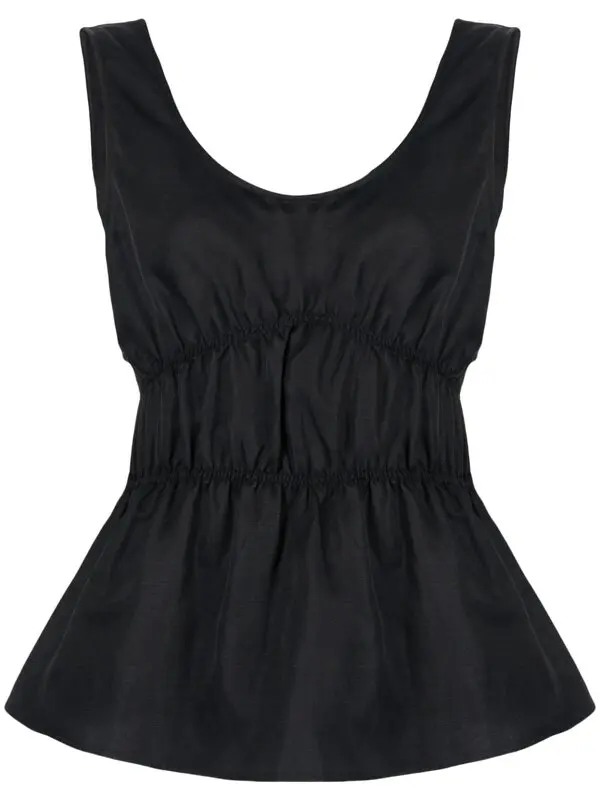 Goen.j Ruched Sleeveless Top - Black