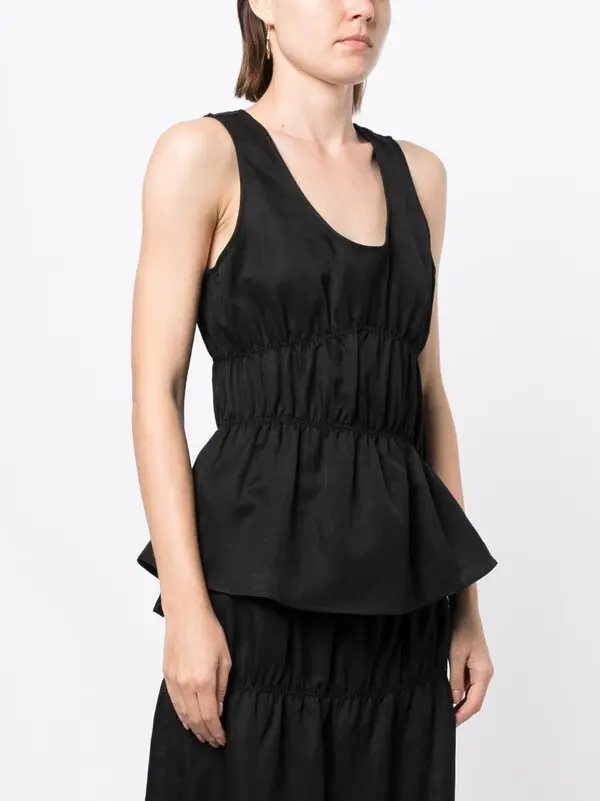 Goen.j Ruched Sleeveless Top - Black