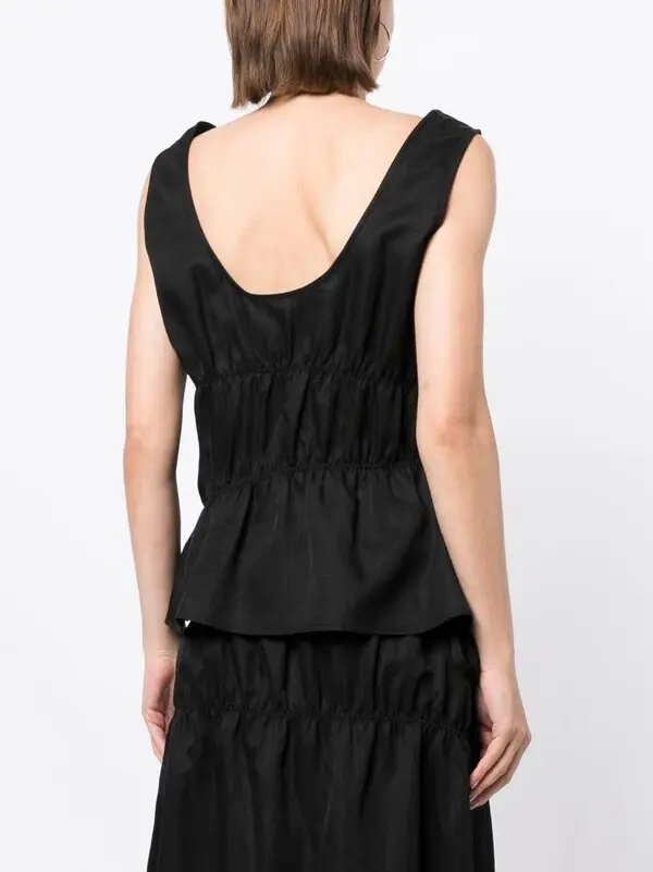 Goen.j Ruched Sleeveless Top - Black