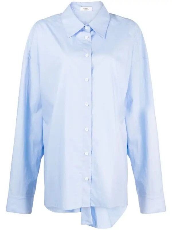 Goen.j Twisted-back Cotton Shirt - Blue