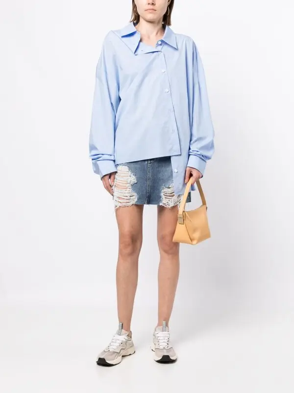 Goen.j Twisted-back Cotton Shirt - Blue
