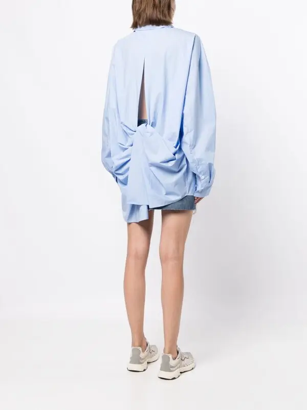 Goen.j Twisted-back Cotton Shirt - Blue