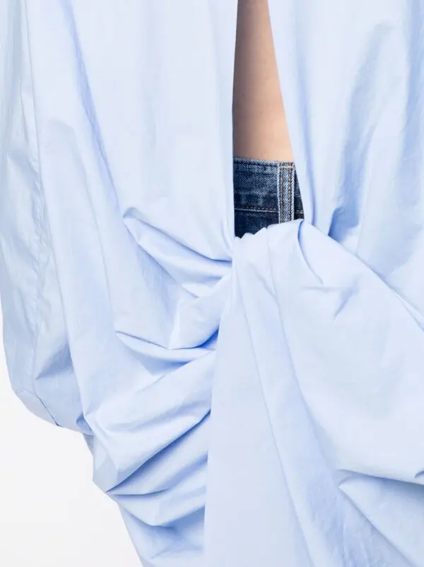 Goen.j Twisted-back Cotton Shirt - Blue