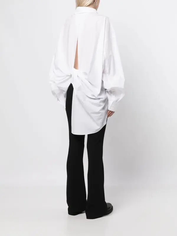 Goen.j Twist-detailing Cotton Shirt - White