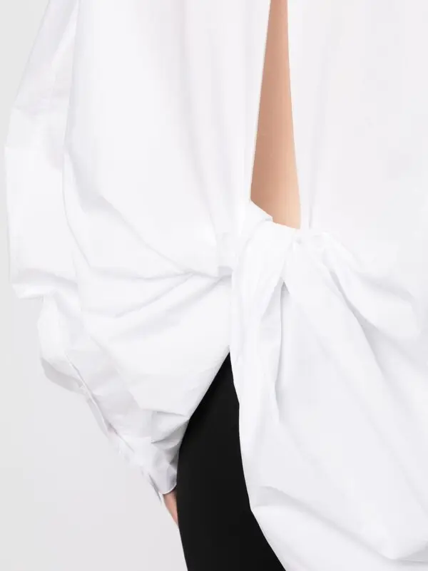 Goen.j Twist-detailing Cotton Shirt - White