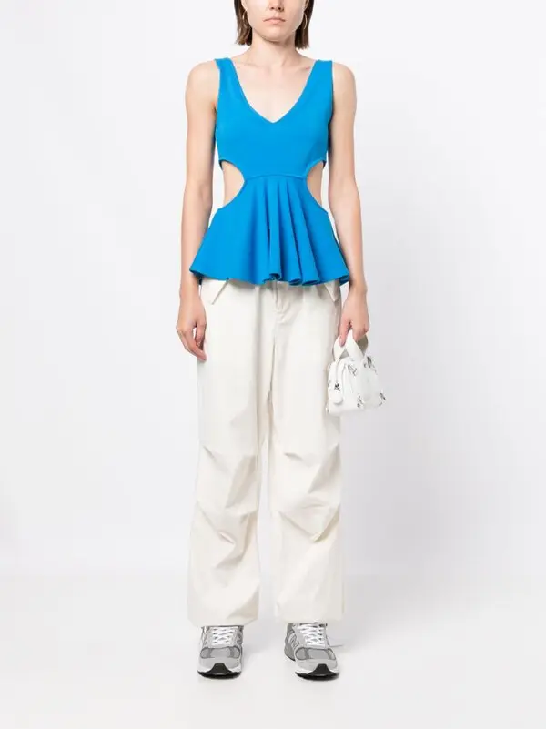 Goen.j Cut-out Tank Top - Blue