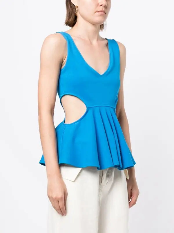 Goen.j Cut-out Tank Top - Blue