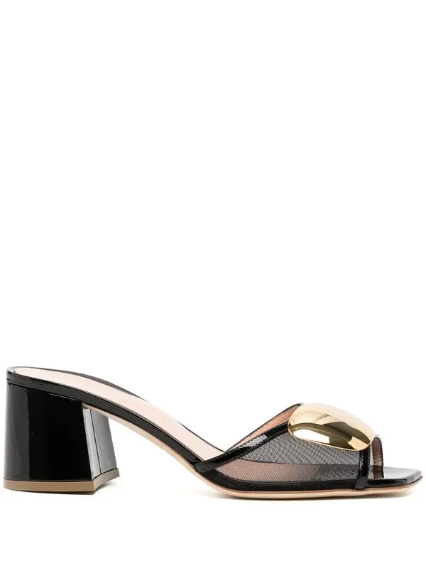Rupert Sanderson Rounded-plaque Mid-heel Sandals - Black