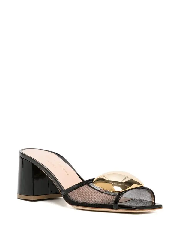 Rupert Sanderson Rounded-plaque Mid-heel Sandals - Black
