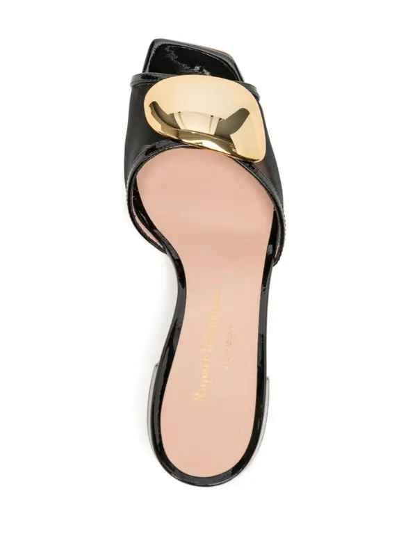 Rupert Sanderson Rounded-plaque Mid-heel Sandals - Black