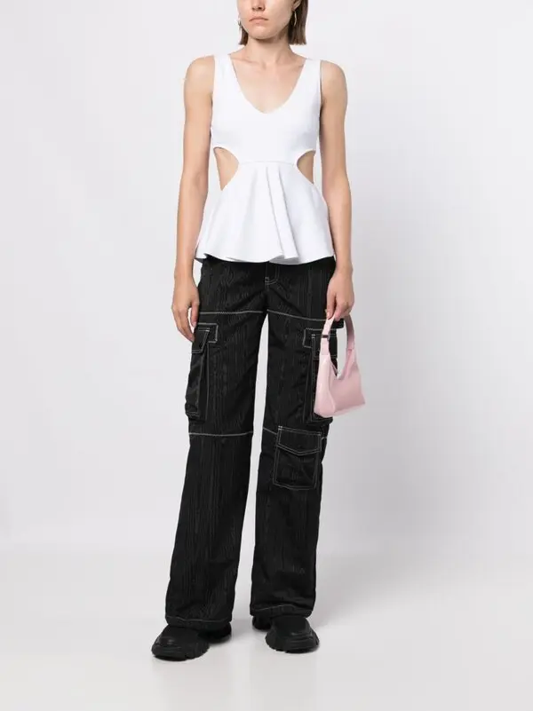 Goen.j Cut-out Ruffled Tank Top - White