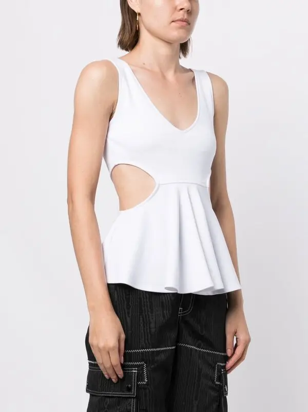 Goen.j Cut-out Ruffled Tank Top - White