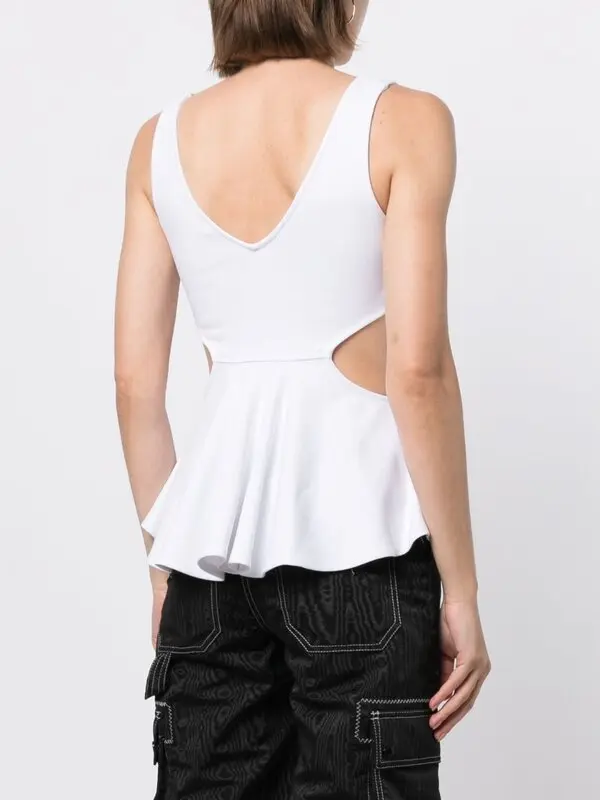Goen.j Cut-out Ruffled Tank Top - White