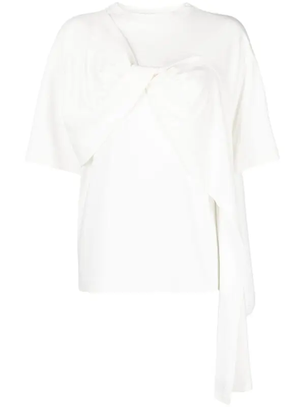 Goen.j Twist-detail T-shirt - White