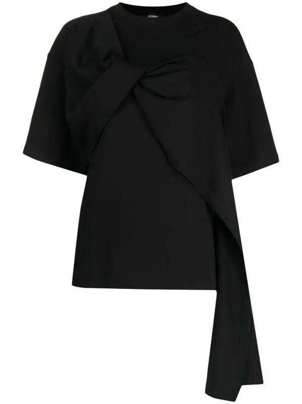Goen.j Twist-detail Cotton T-shirt - Black
