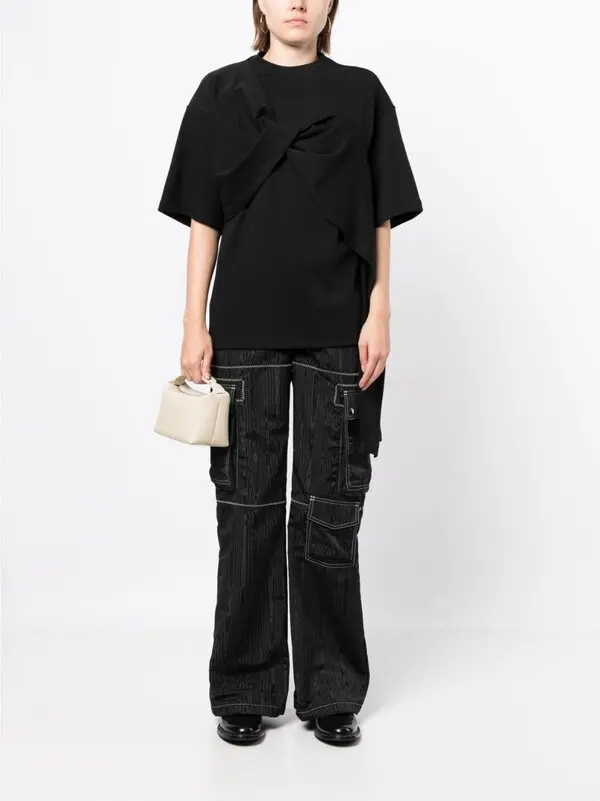 Goen.j Twist-detail Cotton T-shirt - Black