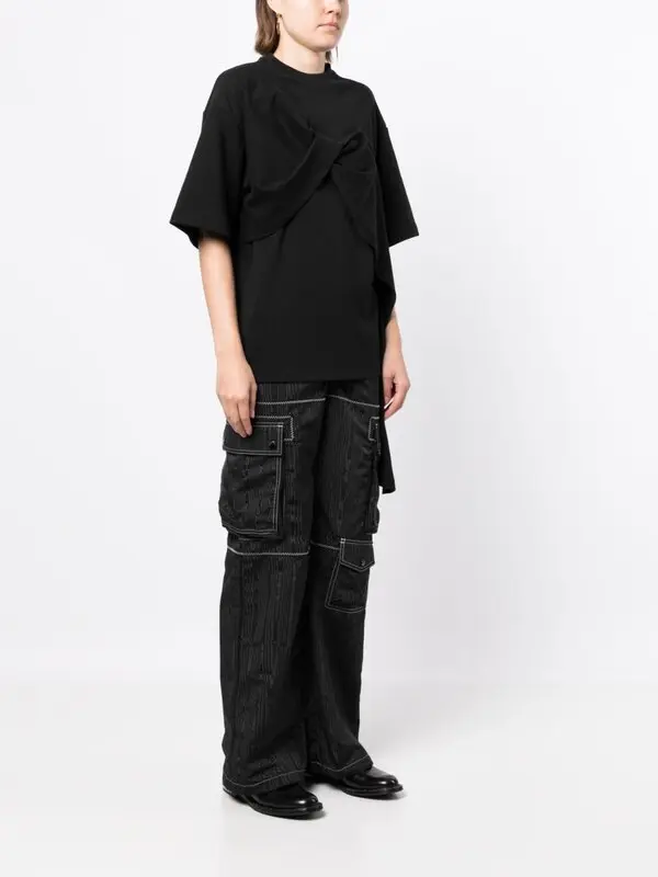 Goen.j Twist-detail Cotton T-shirt - Black