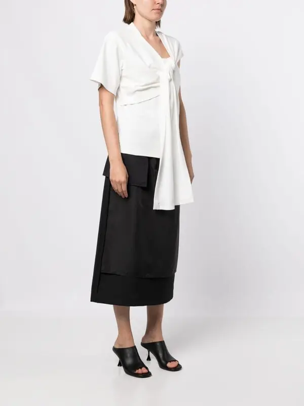 Goen.j Asymmetric Knot-detail T-shirt - White