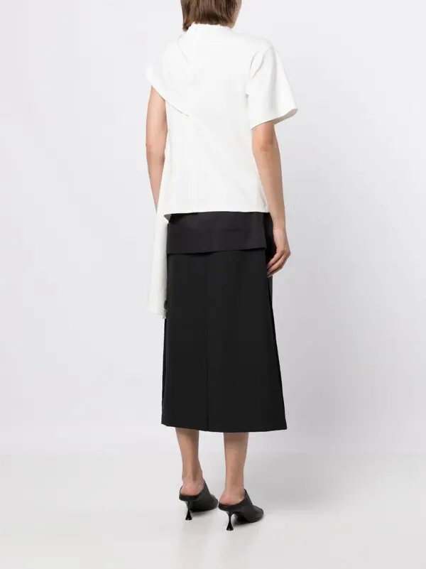 Goen.j Asymmetric Knot-detail T-shirt - White