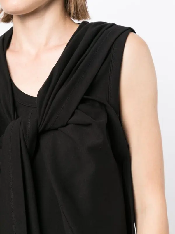 Goen.j Asymmetric Knot-detail T-shirt - Black