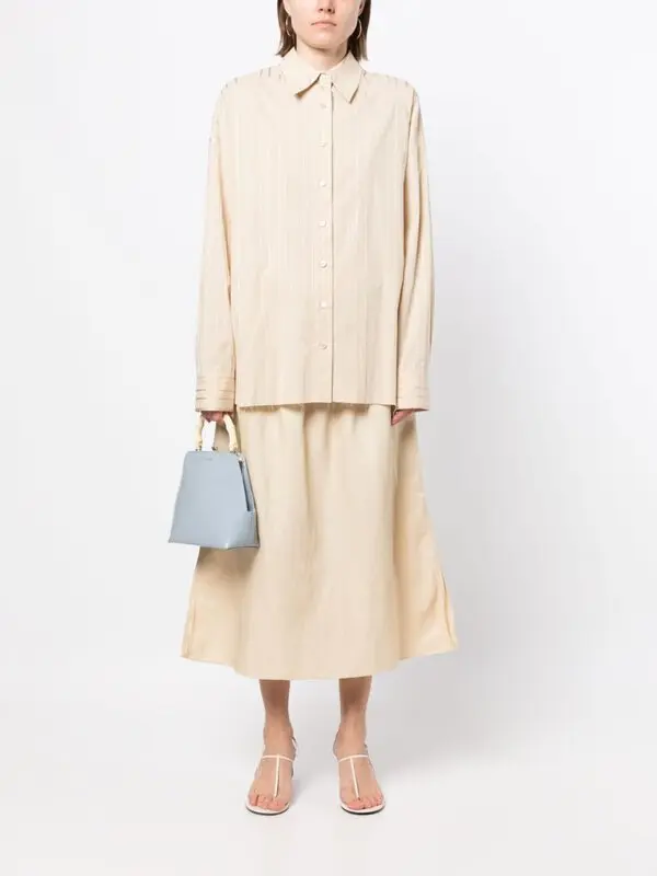 Goen.j Striped Metallic-threading Shirt - Neutrals